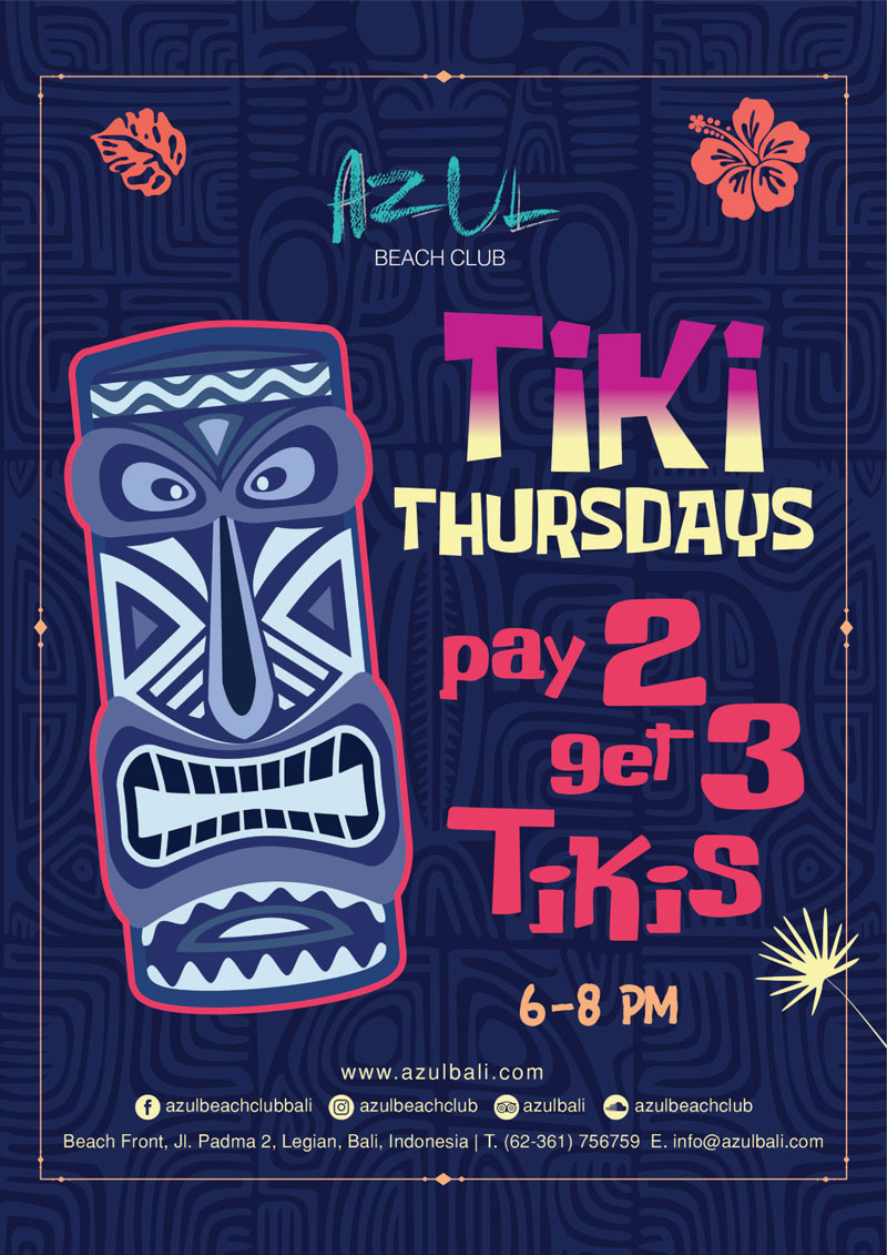 Enjoy Tiki Cokctails in Tiki Bar at Azul Beach Club Bali Every Thursday