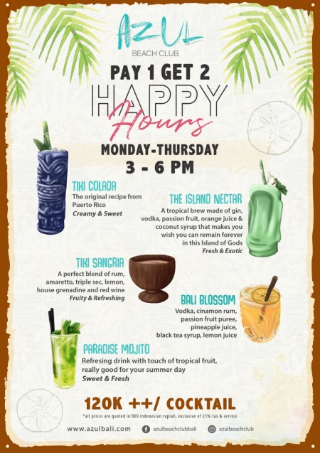 Azul Beach Club Food & Beverage Menus - Lunch / Dinner