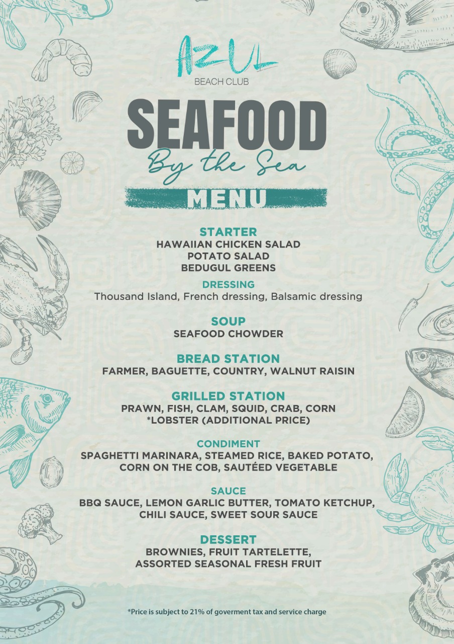 Azul Beach Club Food & Beverage Menus - Lunch / Dinner