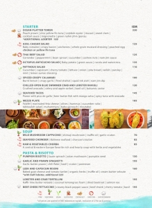 Azul Beach Club Food & Beverage Menus - Lunch / Dinner