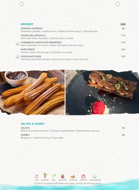 Azul Beach Club Food & Beverage Menus - Lunch / Dinner